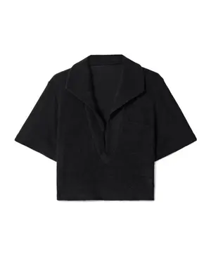 Johanna Ortiz Pure Cotton Cropped Shirt - Black