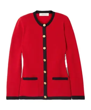 GIULIVA HERITAGE Giuliva Heritage Collection Fitted Knit Cardigan With Gold Buttons And Contrast Trim