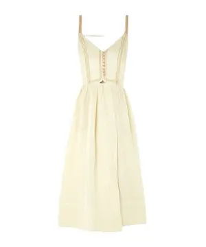 ZEUSDIONE Cream Gold Tulle Midi Skirt - White