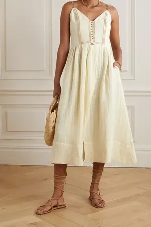 ZEUSDIONE Cream Gold Tulle Midi Skirt