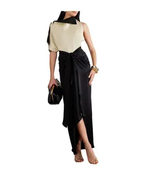 Galvan Asymmetric Satin Maxi Skirt