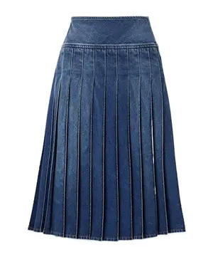 MICHAEL KORS Michael Kors Pleated Denim Midi Skirt