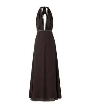 Johanna Ortiz Elegant Dark Brown Long Dress - Black