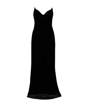 Galvan Fitted Velvet Evening Gown - Black