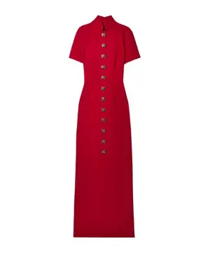 Andrew Gn Embellished Brooch Dress - Red