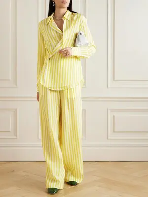 PETAR PETROV High-waisted Silk Wide-leg Trousers
