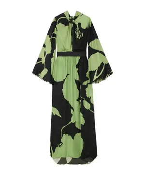 Johanna Ortiz Printed Silk Dress - Black