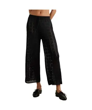 Calle Del Mar Pointelle Knit Wide-leg Trousers