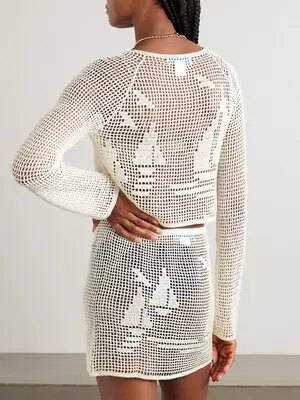 Calle Del Mar Cropped Crochet Cardigan