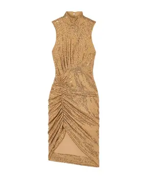 Michael Kors Ruched Sequined Crepe Midi Dress - No
