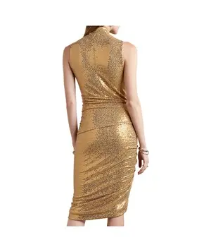 Michael Kors Ruched Sequined Crepe Midi Dress