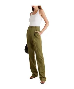Michael Kors Mika Pleated Wool-blend Twill Straight-leg Pants