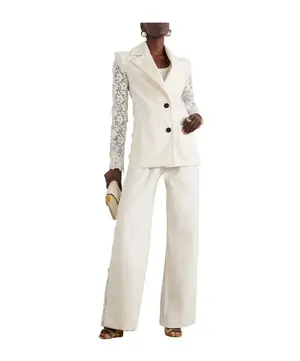 SAFIYAA LONDON Cannis Cotton-drill And Guipure-lace Blazer