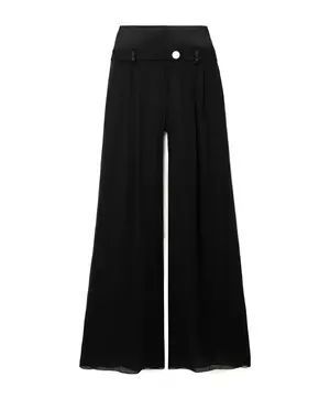 Galvan Embellished Satin-trimmed Georgette Wide-leg Pants - No