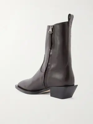 AeydĒ Solid Color Leather Ankle Boots