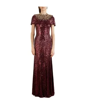 Jenny Packham Sequined Crepe Gown