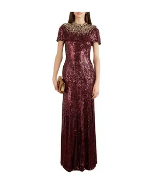Jenny Packham Sequined Crepe Gown