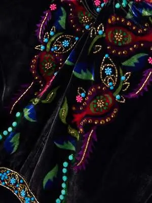 Saloni Printed Velvet Midi Dress