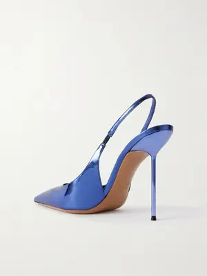 Paris Texas Mirrored Leather Slingback Pumps