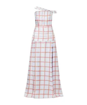EMILIA WICKSTEAD Estella Pleated Checked Silk-twill Gown - White