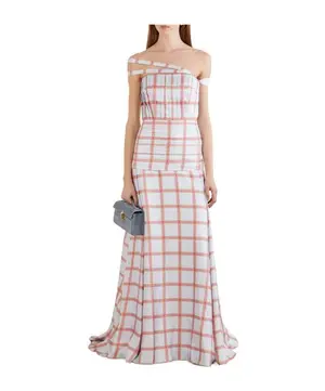 EMILIA WICKSTEAD Estella Pleated Checked Silk-twill Gown