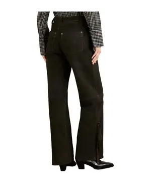 Ralph Lauren Tie Detailed Suede Wide-leg Pants