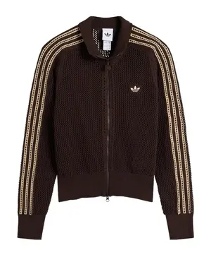 ADIDAS ORIGINALS Stripe-detail Zip-up Cardigan - Brown