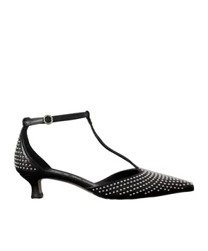 AEYDĒ Aeyde Studded Leather T-Bar Pumps