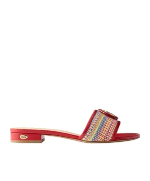 Jennifer Chamandi Two Tone Woven And Leather Slides - No