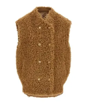 TWINSET Teddy Double-breasted Vest Coat