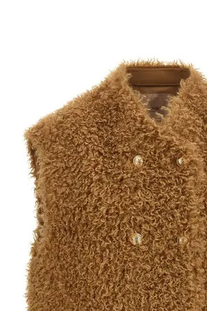 TWINSET Teddy Double-breasted Vest Coat
