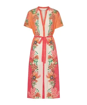 Saloni Vicki Belted Floral-print Silk Midi Dress - No