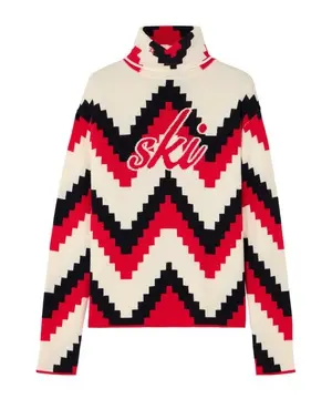 Perfect Moment Intarsia Merino Wool Turtleneck Sweater - No
