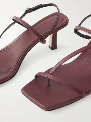 AeydĒ Solid Color Leather Slingback Sandals