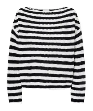 ALLUDE Allude Striped Cotton Cashmere-Blend Sweater