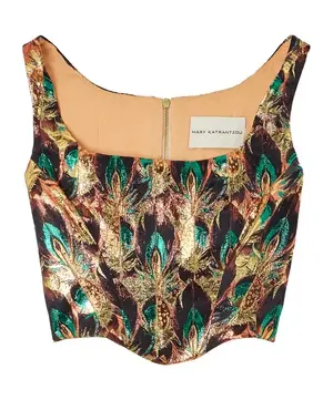 MARY KATRANTZOU Metallic Jacquard Blouse - Nude