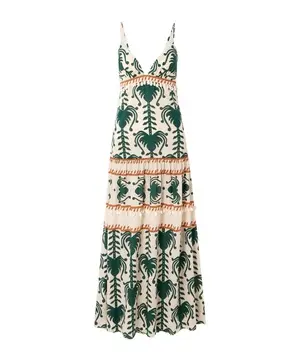 Johanna Ortiz Keeper" Shell-embellished Printed Cotton-poplin Maxi Dress - No