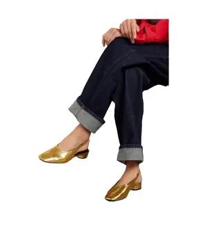 AeydĒ Stretchy Low-heel Slingbacks In Metallic