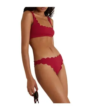 Marysia Reversible Scalloped Seersucker Bikini Briefs