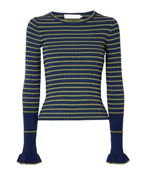 Proenza Schouler Yasmine Striped Ribbed-knit Sweater - Blue