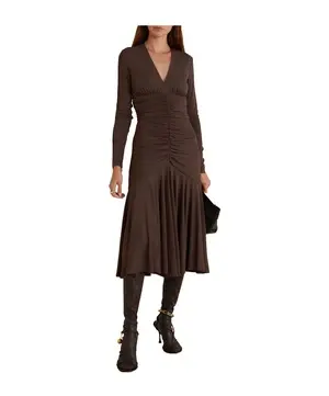 Michael Kors Pleated Stretch-jersey Midi Dress