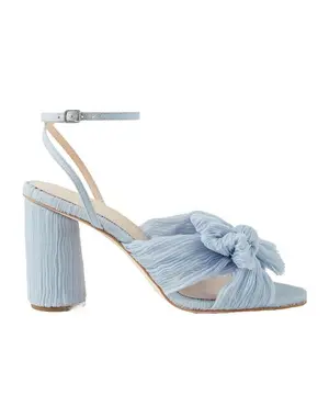 LOEFFLER RANDALL Camellia Bow-embellished Plissé-organza Sandals - Blue