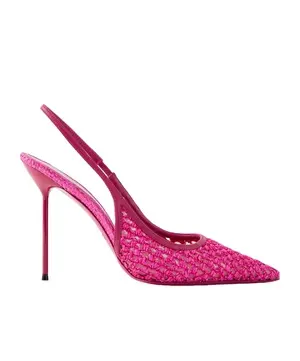 Paris Texas Lidia 105 Woven Straw Slingback Pumps - No