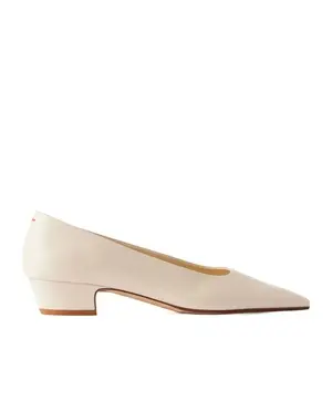 AeydĒ Solid Leather Pumps With Block Heel - No