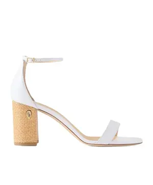 Jennifer Chamandi Massimiliano Leather And Raffia Block Heel Sandals - No