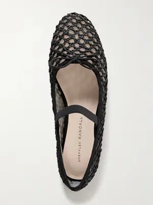 LOEFFLER RANDALL Grosgrain-trimmed Raffia Mary Jane Ballet Flats
