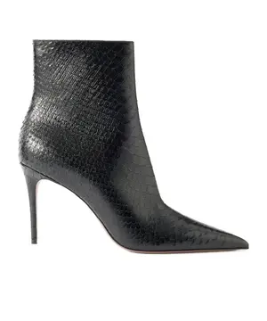 Paris Texas Vera Snake-effect Stiletto Boots - Black