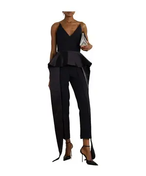 Maticevski Crepe Straight-leg Pants With Satin Trim
