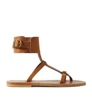 K.JACQUES Leather Gladiator Sandals With Ankle Strap - No