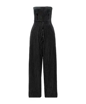Alex Perry Crystal-embellished Strapless Velvet Jumpsuit - No